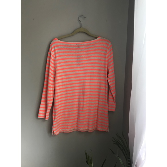J. Crew | Tops | J Crew Neon Orange Striped Top | Poshmark